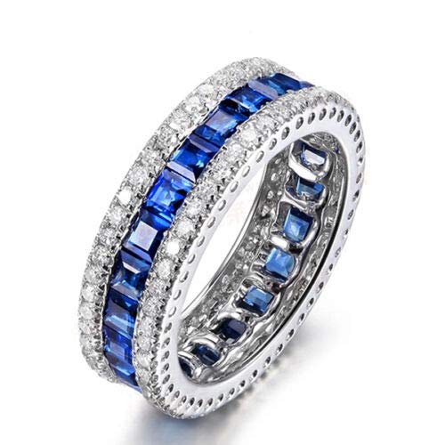 KassarinShop Women's Blue Sapphire Engagement Ring 10KT White Gold Filled Wedding Band Sz5-10 (8)