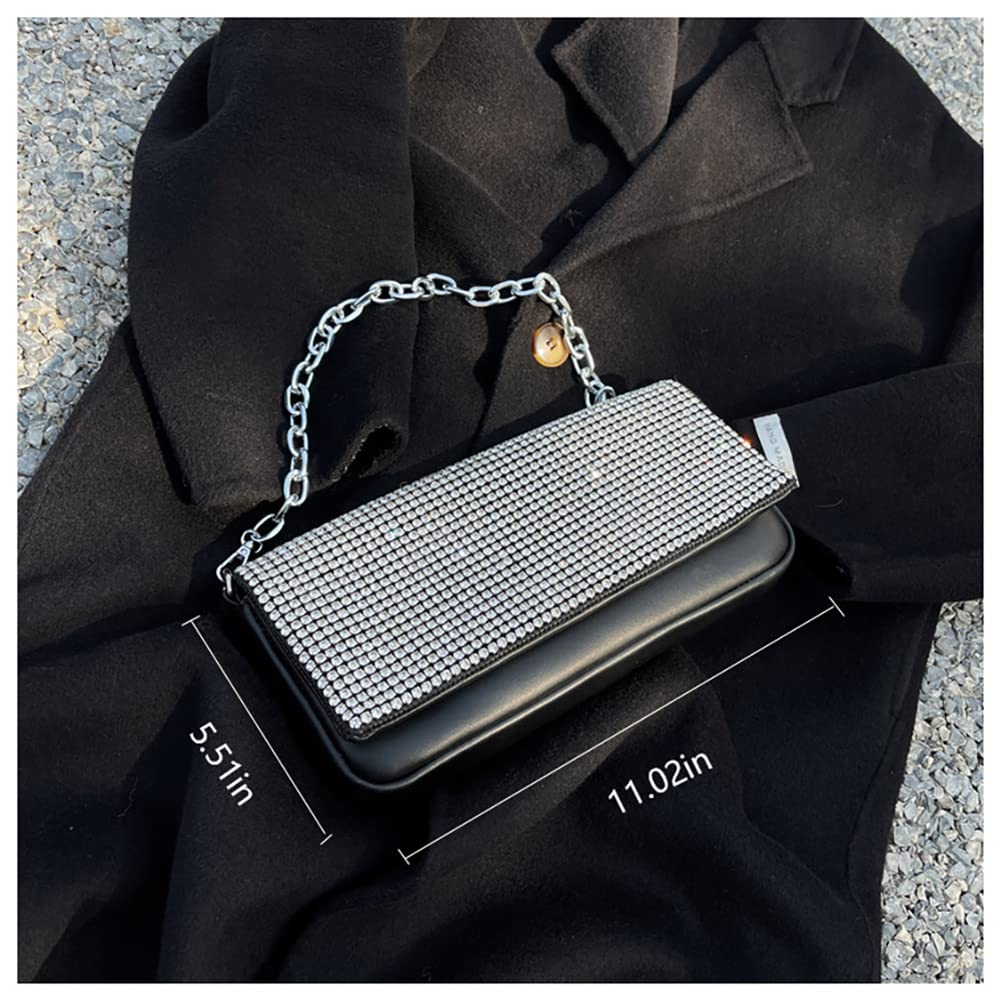 Rhinestone Bag for Women Crystal Glitter Evening Bags with Chain Strap Bling Purse Top Handle Handbag