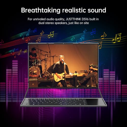 JUSTTHINK Home & Education Laptop, Windows 11 pro, 8GB RAM, 256GB SSD, Intel Processor, 720p Webcam, 2.4 & 5G WiFi Dual Band, Bluetooth 4.2, for Browsing, Homework and More (I7 10750H 16+1TB)