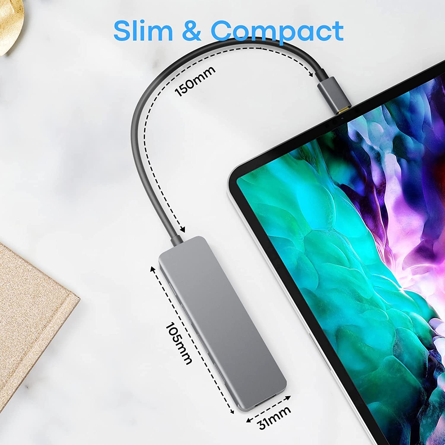USB C Hub,5 in 1 USB C Adapter,with 4K HDMI Output/USB 3.0/USB 2.0 * 2/100W PD for MacBook Pro/Air, iPad Pro/Dell XPS(Compatible USB C Laptops and Other Type C Devices)
