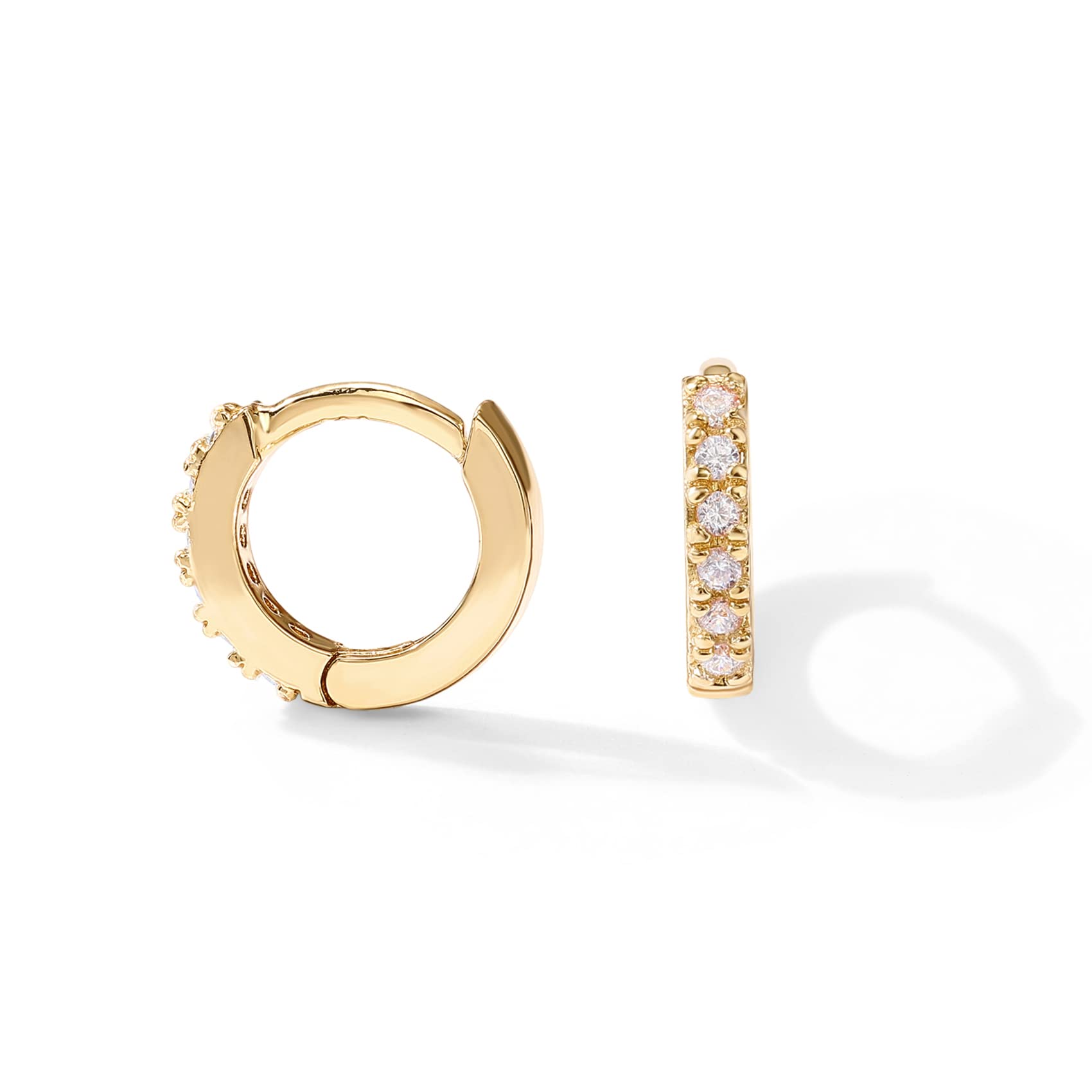 PAVOI 14K Cubic Zirconia Mini Huggies (Mini, Yellow Gold)