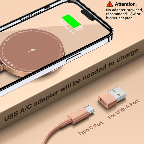 Magnetic Wireless Charger for iPhone: Mag Safe Charger Fast Purple Charging Pad 2 Pack Compatible with iPhone 15 14 13 12 Pro Max Plus & Airpods 2 3 Pro (No Adapter)