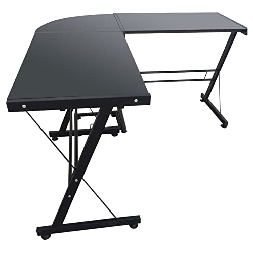 L-Shaped Computer Desk with Keyboard Tray, Large Modern Durable Workstation, Stalinite Splicing Office Desk Adjustable Height for Spaces Saving