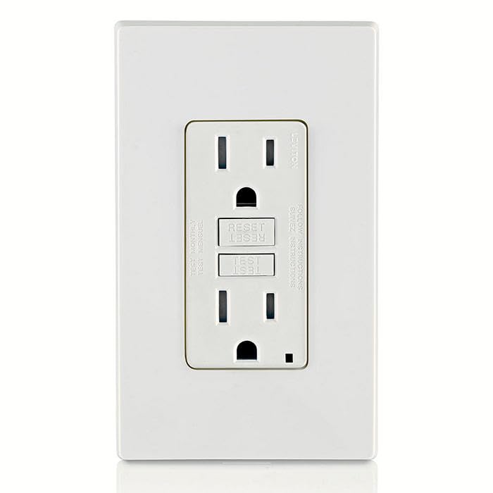 Leviton GFCI Outlet, 20 Amp, Self Test, Tamper-Resistant with LED Indicator Light, Protection from Electric Shock and Electrocution, GFTR2-W, White