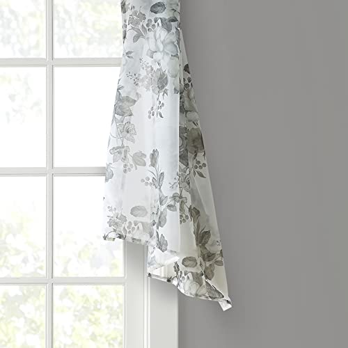 Madison Park Simone Floral Design Sheer Window Curtain Voile Privacy Drape for Bedroom, Livingroom, 42" x 216", Scarf, White