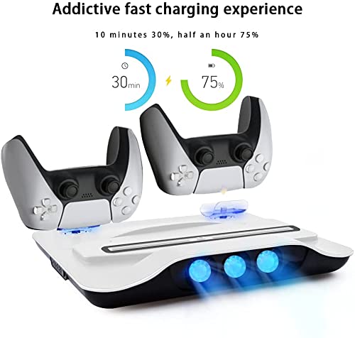 PS5 Cooling Station with Charging Station, PS5 Stand with Cooling Fan for Playstation 5 Console, 3 Rotating Speed, Accessories for PS5 Ultra HD Console and PS5 Digital Edition Playstation 5 Console