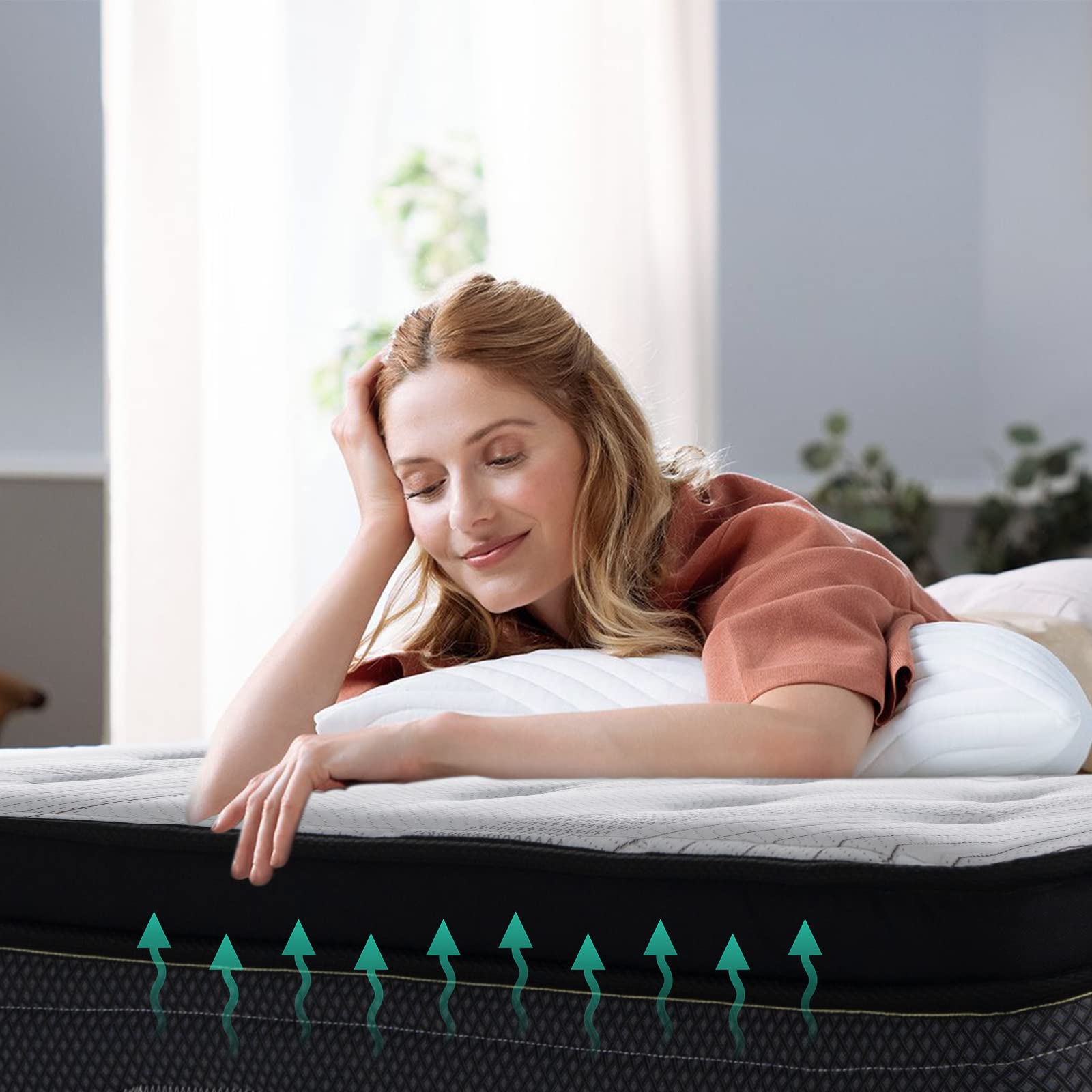 King Mattress, BAENIGHT 13β Hybrid Mattress in a Box with Motion Isolation & Strong Edge Support & Pressure Relief, Individual Pocket Spring and Gel Memory Foam, Medium Feel, Cooler Sleep