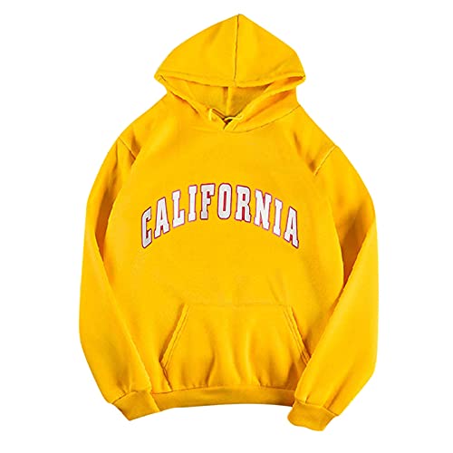 Women Tops Long Sleeve Solid Color Basic Hoodies Running Pullovers Tops Classic All-match Hoodies Jacket With Hood and Zip Yellow
