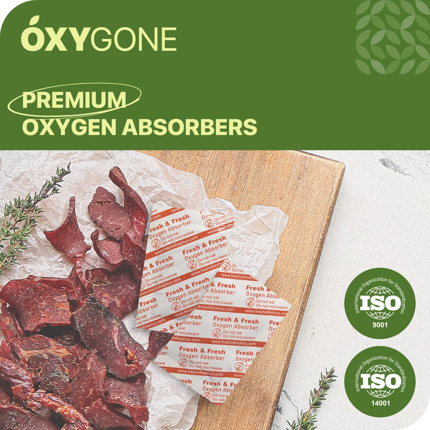 OXYGONE (110 Packet) 300cc Premium Oxygen Absorbers Packets for Food Storage (11 Bag of 10 Packet) - For Long Term Food Storage, Vacuum Sealed, ISO 9001 Certified Facility Manufactured