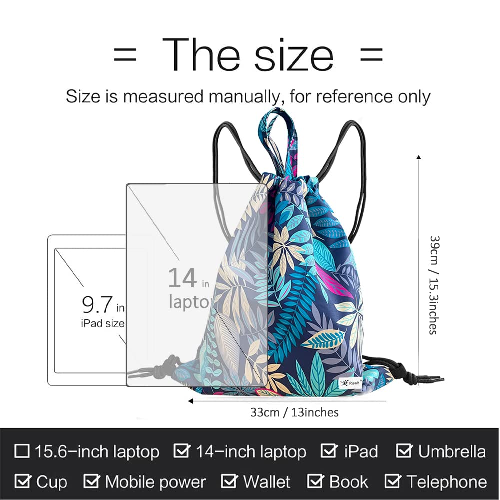 Risefit Water Resistant Dry Wet Separated Small Drawstring Backpack Bags, Nylon Gym Sport Sackback String Bags for Men Women Travel