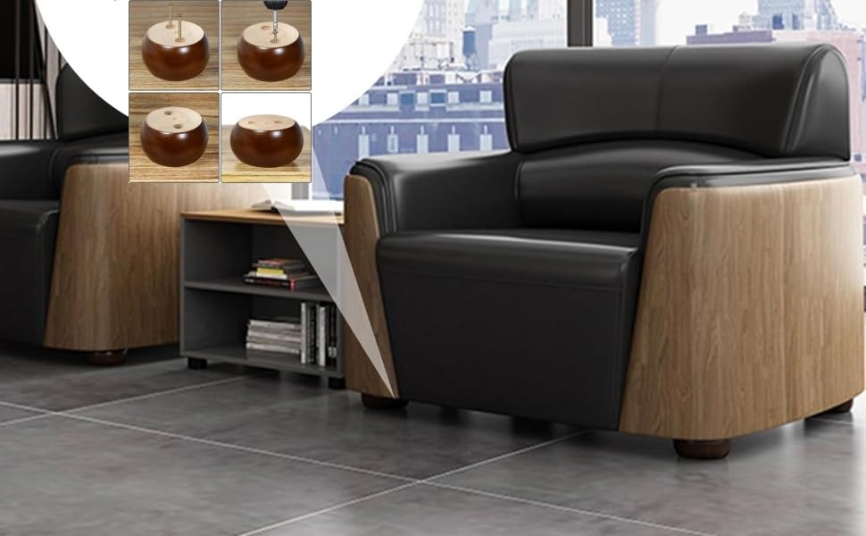 Mysummer 4PCS White Round Bun Feet Wood Sofa Legs Solid Wood Furniture Legs for Cabinet Sofa Ottoman TV Stand Loveseat Dresser (Walnut)