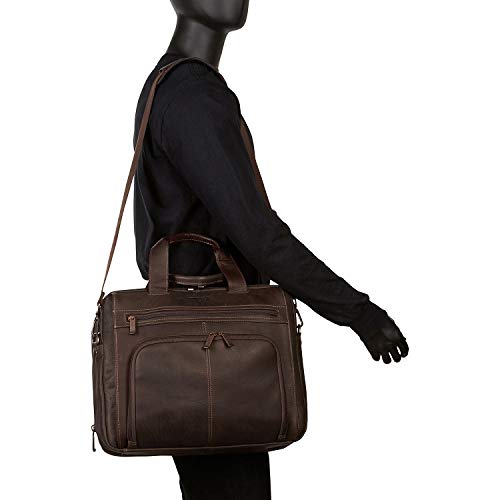 Kenneth Cole Reaction Full-Grain Colombian Leather Briefcase Expandable RFID 15.6" Laptop Computer Business Portfolio Shoulder Bag, Brown