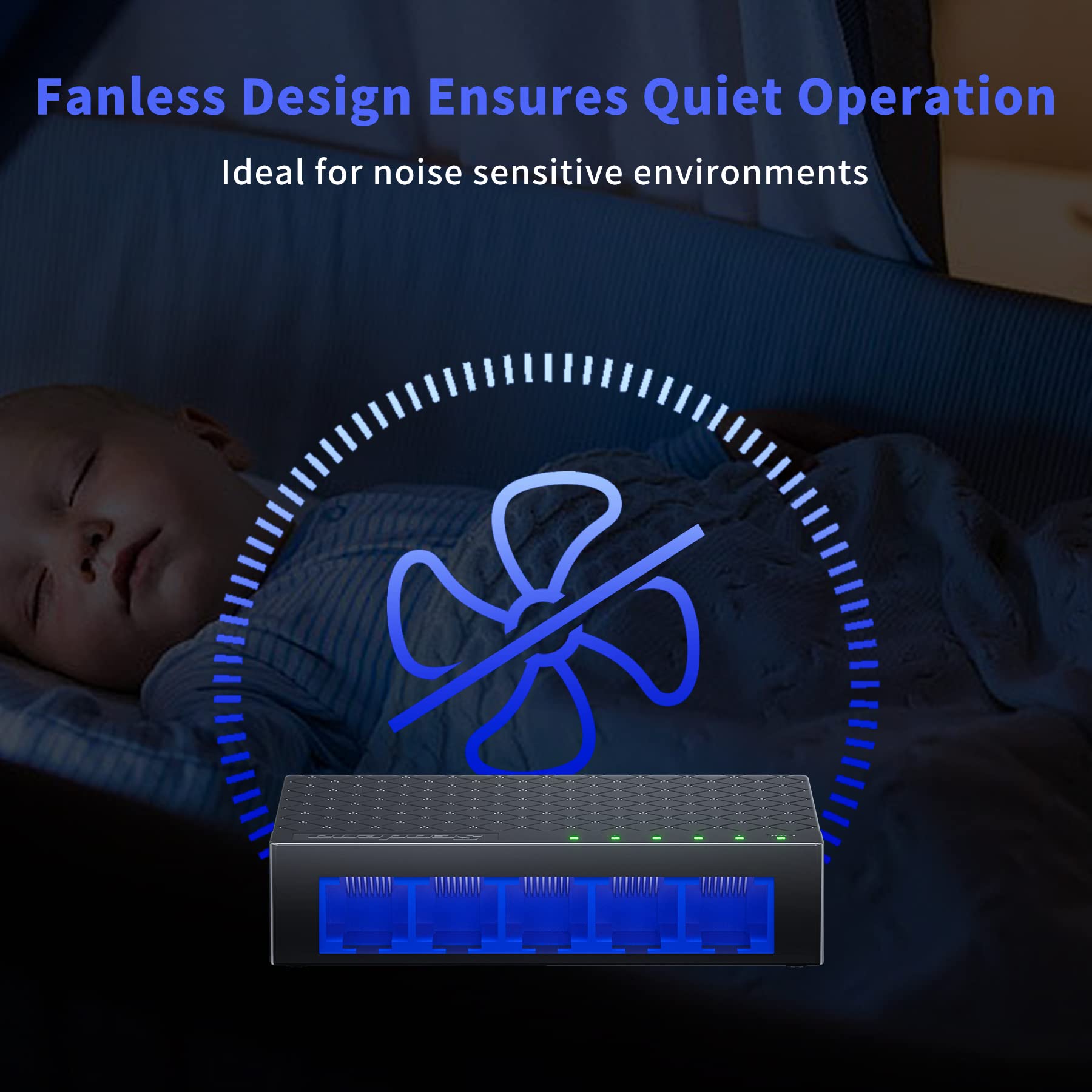 Scodeno 5 Port Gigabit Unmanaged Ethernet Switch, 5 x Gigabit Ports, 10Gbps Switching Capacity, Home Network Hub, Desktop Mount, Plug and Play, Fanless