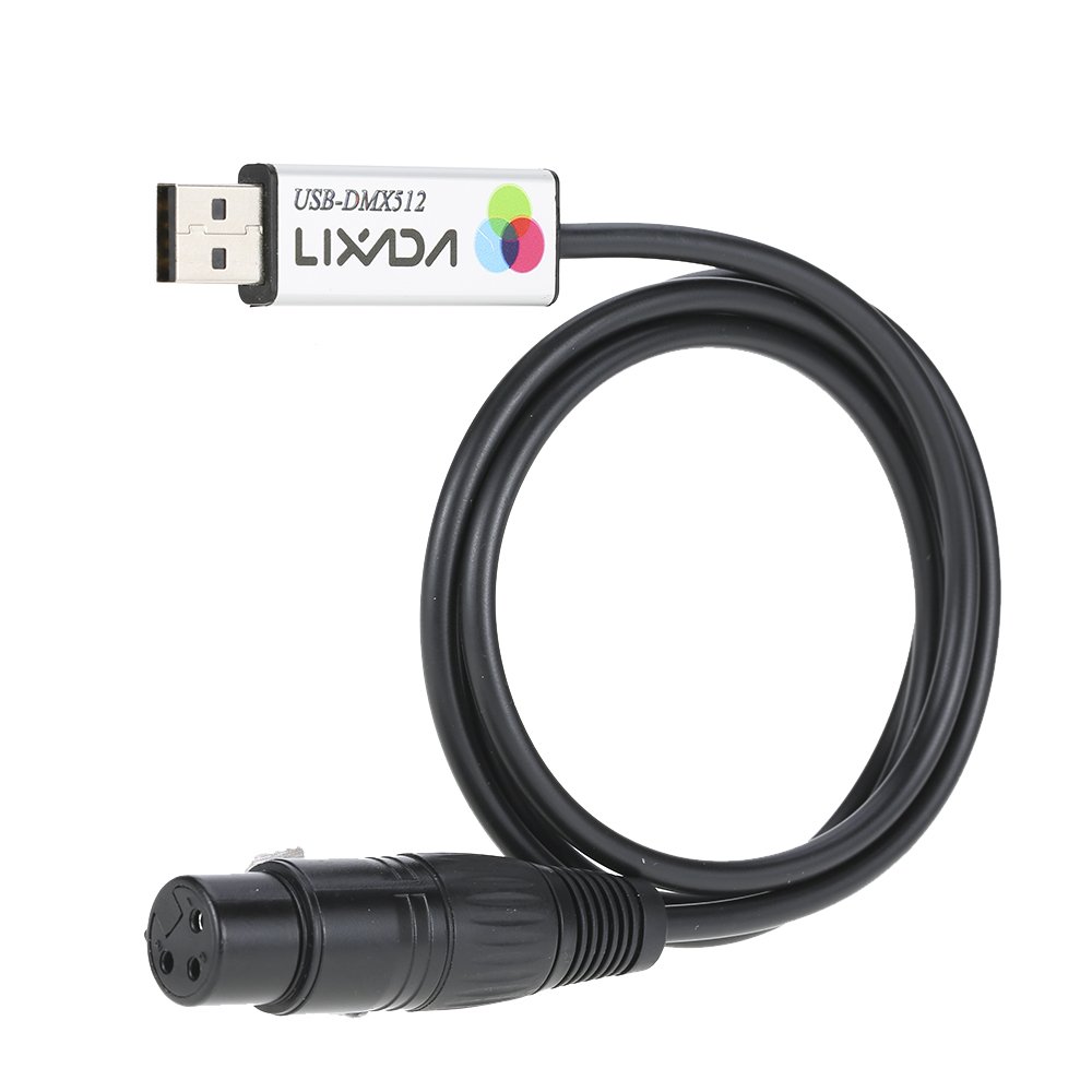 Lixada USB to DMX Interface Adapter Controller DMX512 for PC Stage Lighting Controller Dimmer