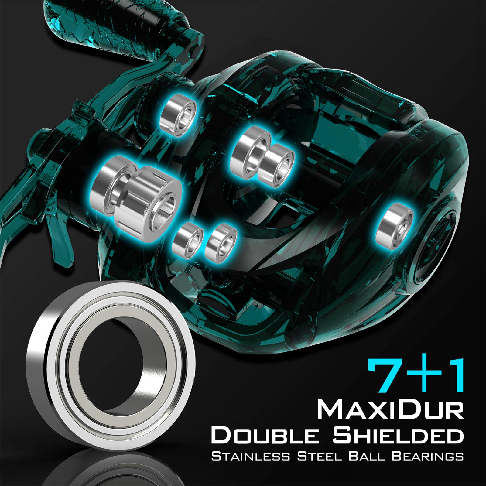 KastKing Crixus Baitcasting Reels,Dark Star,7.2:1 Gear Raio,Left Handed Fishing Reel