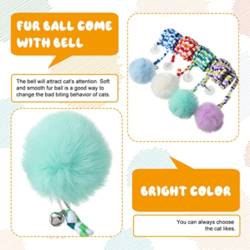 Woanger 4 Pcs Cat Spring Toys Hanging Cat Toy Hanging Door Interactive Cat Toys Cat Ball Toys with Bell Long Tail Stretchable Soft Plush Cat Teaser Toy for Kitten Chase Play and Kill Time, Gradient