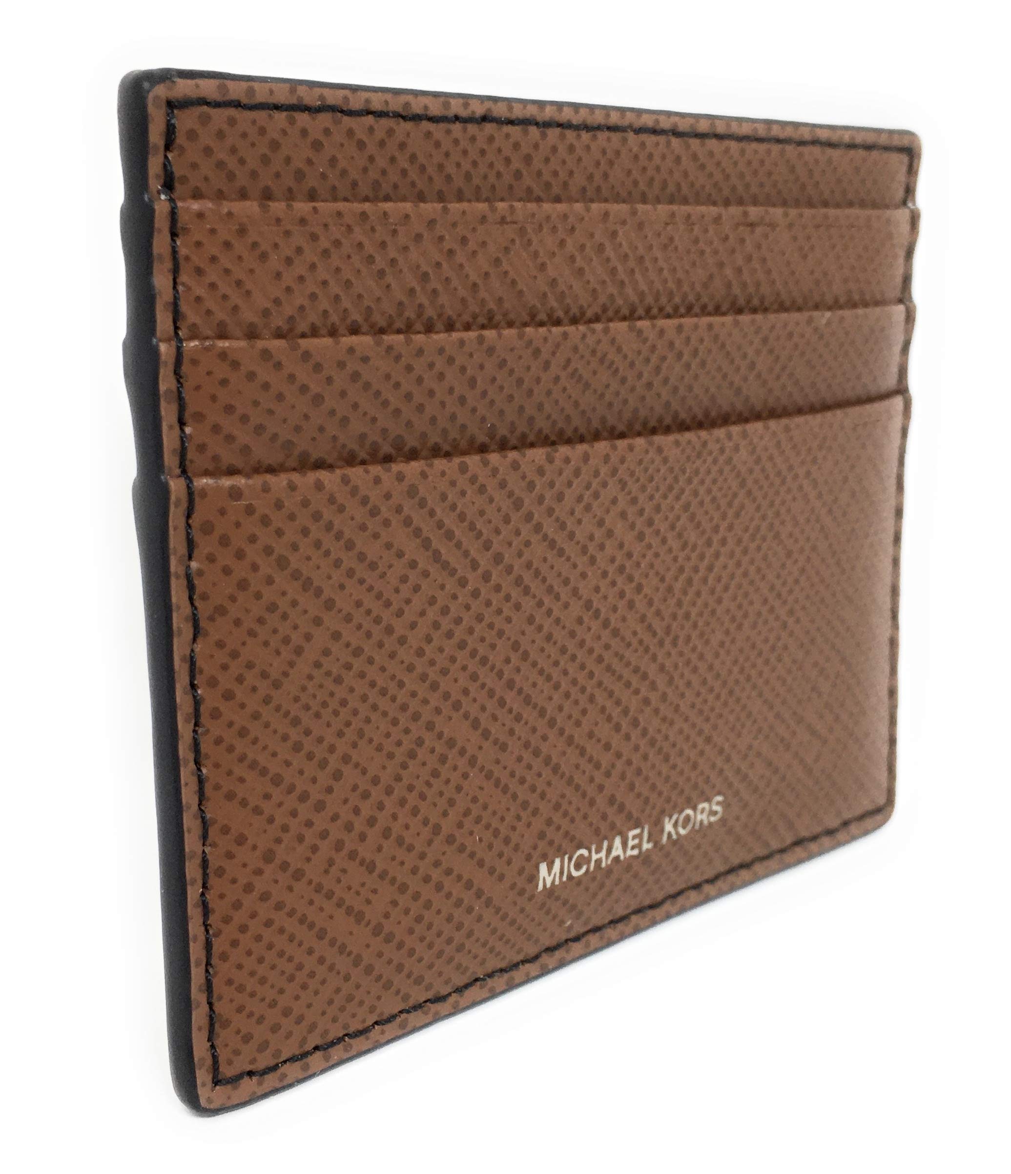 Michael Kors Mens Slim Leather Card Case Wallet, Luggage Saff, Small