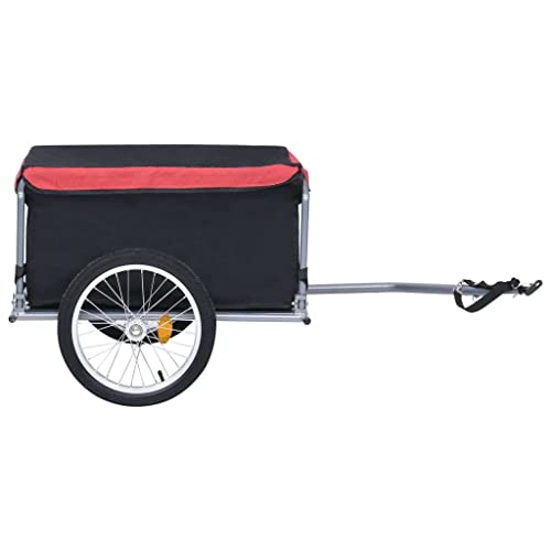 Practical Outdoor Camper Collapsible Folding Wagon Bike Cargo Trailer Black and Red 143.3 lb