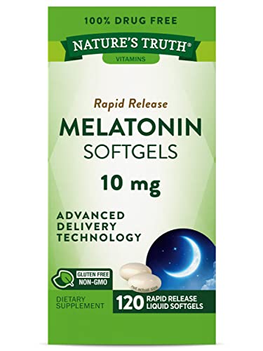 Melatonin 10mg | Quick Release Softgel Capsules | 120 Count | Non-GMO & Gluten Free Supplement | by Nature's Truth