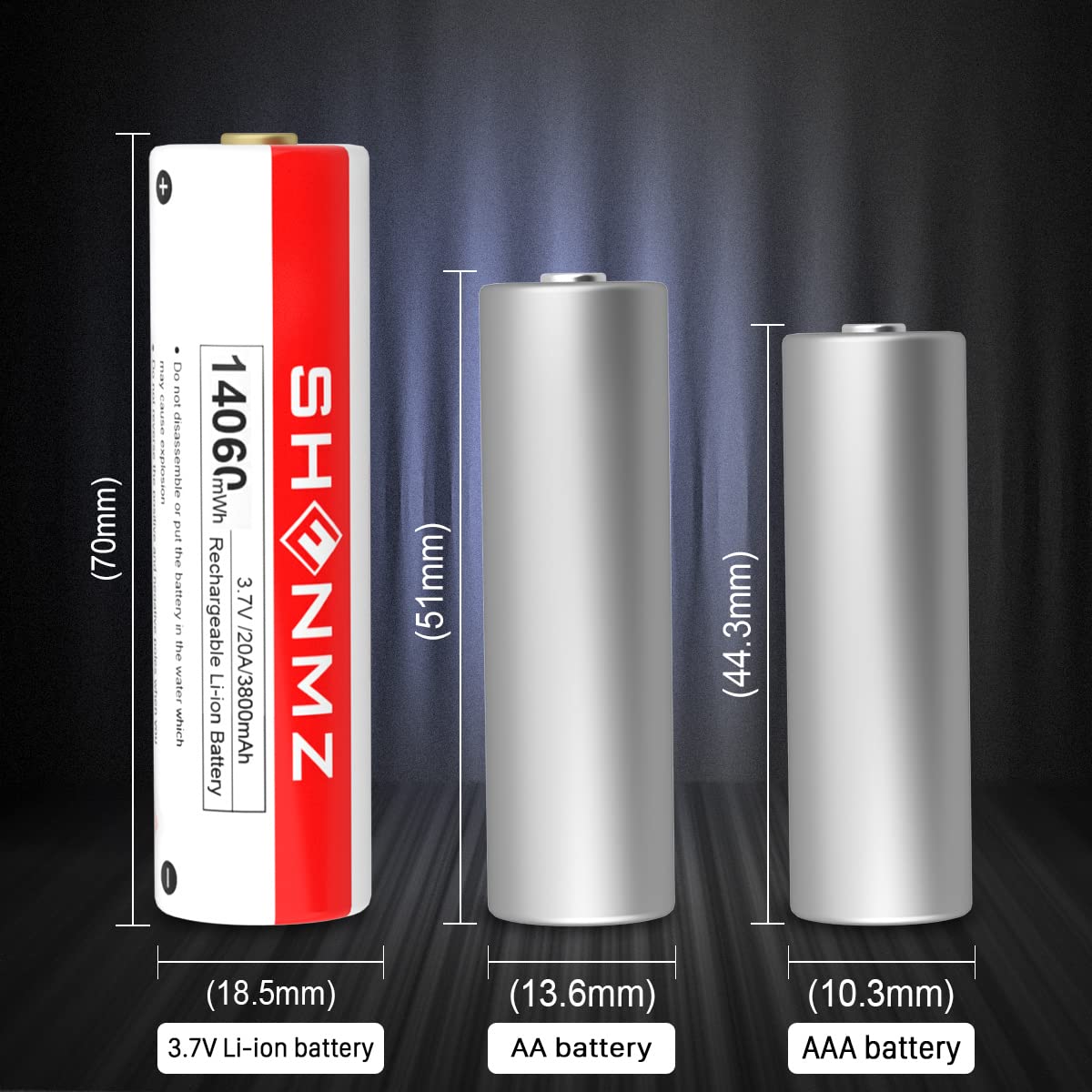 SHENMZ 3.7V Rechargeable Batteries,3600mAh 30A Button Top Batteries,with Micro-USB Charging Cable for Flashlights, Headlamps, Doorbells, RC Cars (2 Pcs)