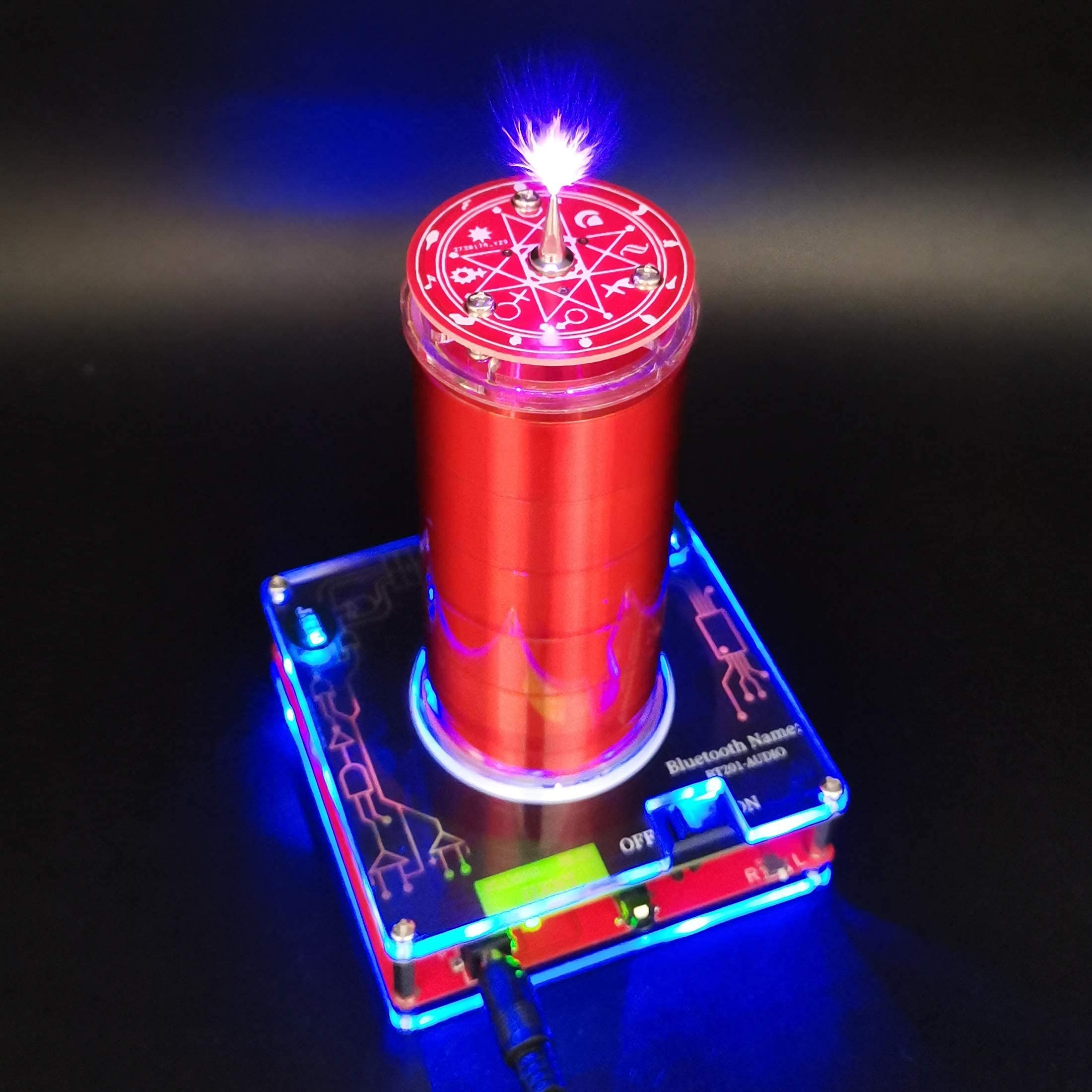 JZENT Bluetooth Music Tesla Coil PLLSSTC Desktop Toy Plasma Loudspeaker Arc Generator Wireless Transmission Teaching Demonstration Experiment Model JE-13