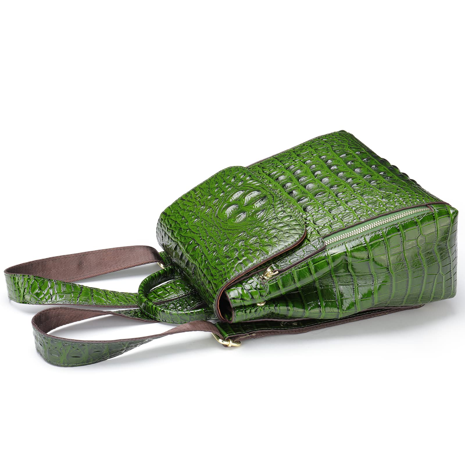 NIUCUNZH Cute Mini Backpack Purse For Women, Crocodile Small Backpack Fashion Casual Leather Back Pack Purses Green