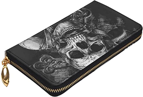 Skulls Day of The Dead Gothic Leather Wallet Long Clutch Purse Fashion Wristlet Handbag