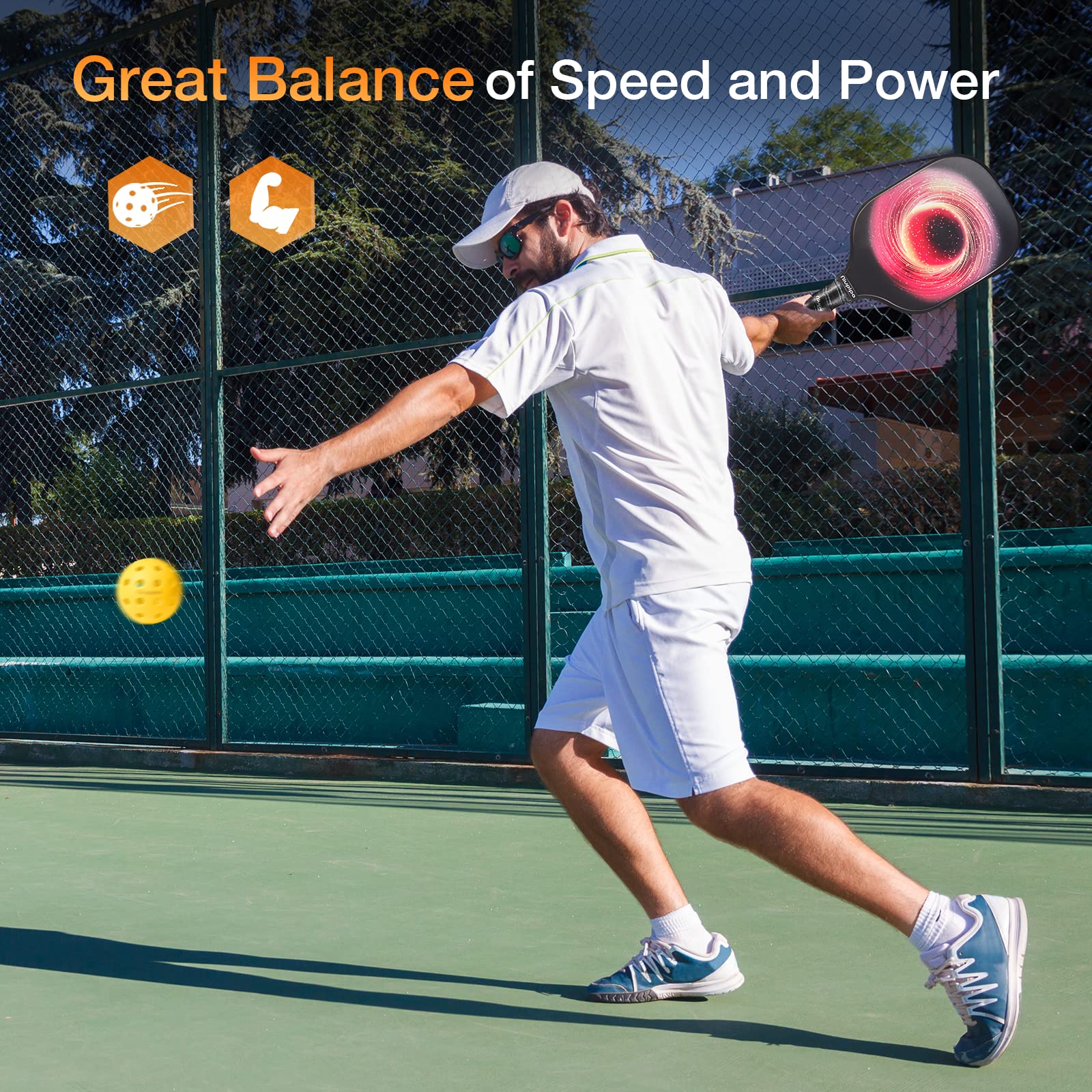 niupipo Pickleball Paddle Orange+3 Pickleball Balls Pack