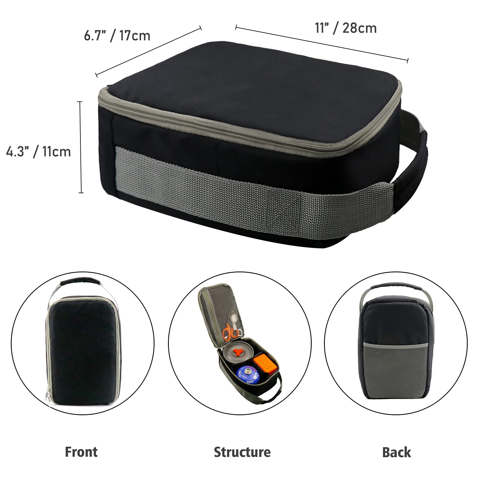 PSKOOK Camping Cookware Kits Storage Bag Carry Bag for Pot Pan Gas Canister Backpacking Stove Storage Case Tote Bag for Outdoors