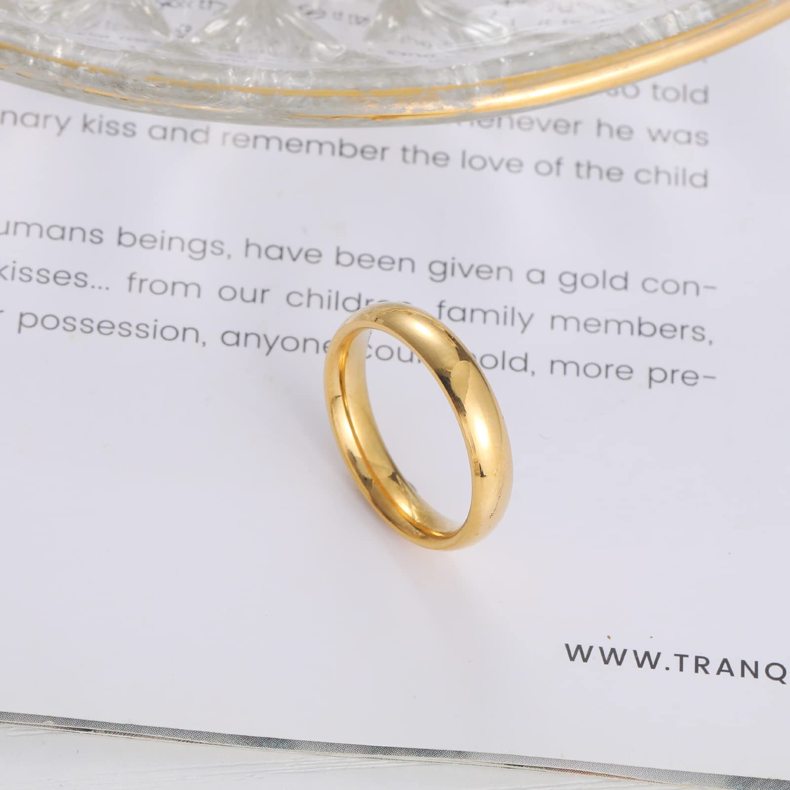PDWZNBA 14K Gold Plated Rings Titanium Rings Classical Plain Stackable Wedding Band Rings Set Jewelry Birthday Gifts For Women