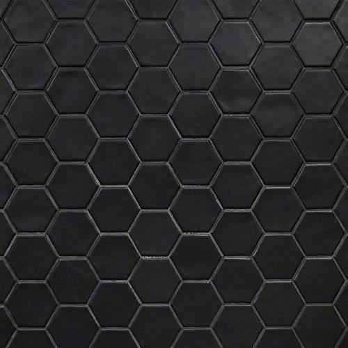 Maine Black 3" Hexagon Matte Ceramic Mosaic Backsplash, Kitchen, Bathroom Floor and Wall Tile (0.96 Sq. Ft. / Sheet)