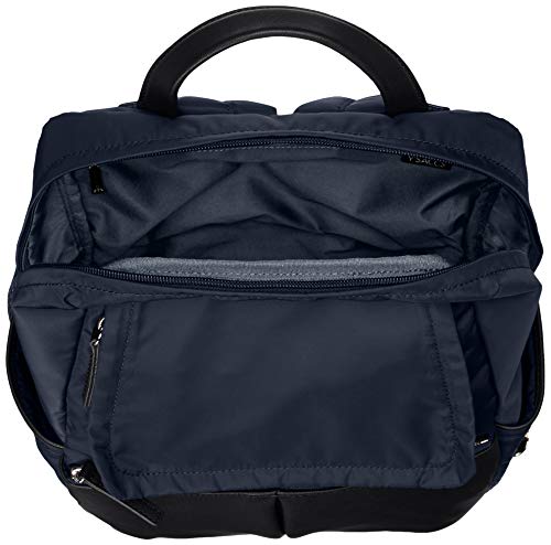 Y'saccs(イザック) Isaac Y91-11-04 New Nylon x Leather Combination Series, Front Pocket Rucksack, Women's, Navy