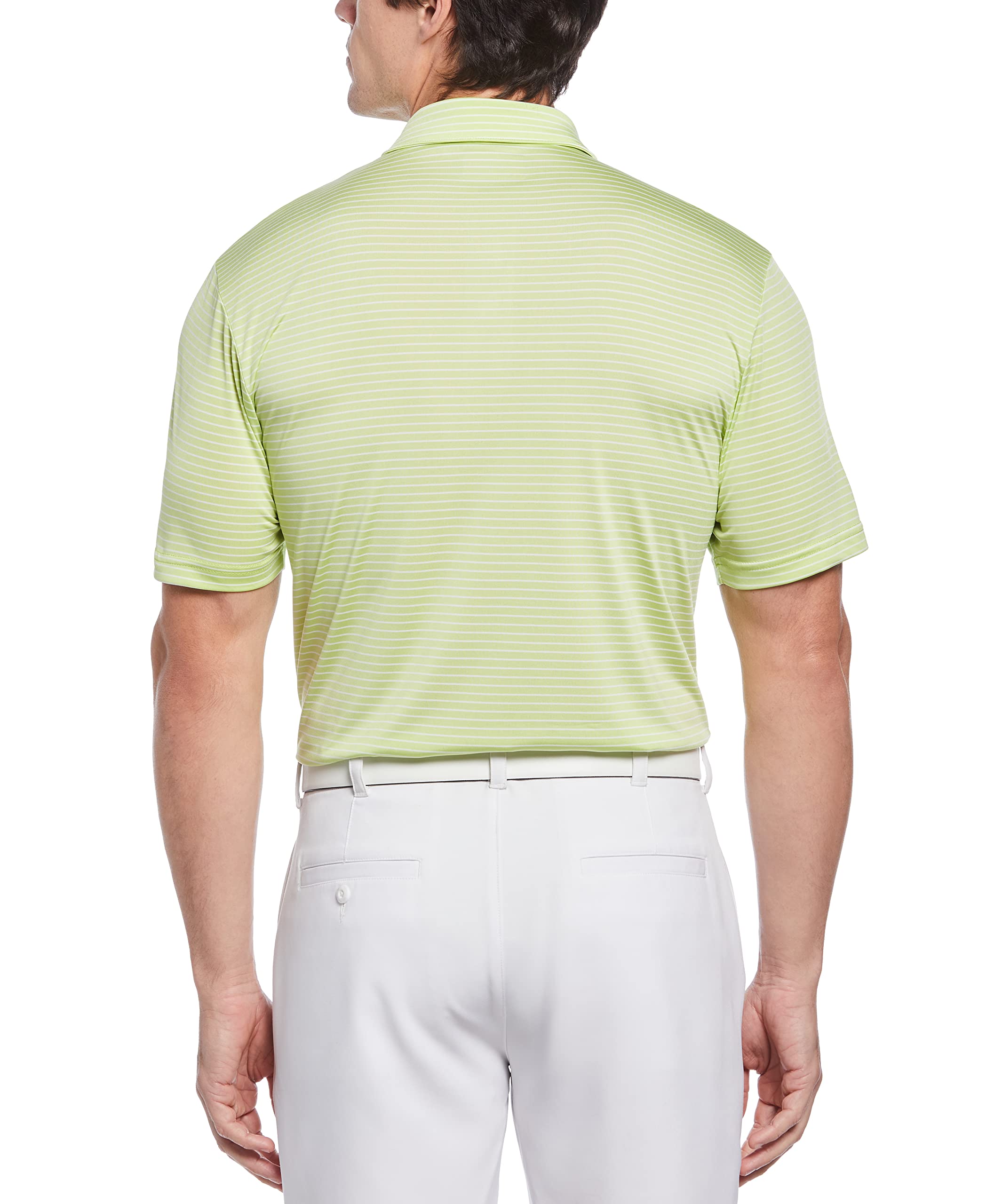 PGA TOUR Men's Feeder Stripe Short Sleeve Golf Polo Shirt, Tomatillo, 3X-Large
