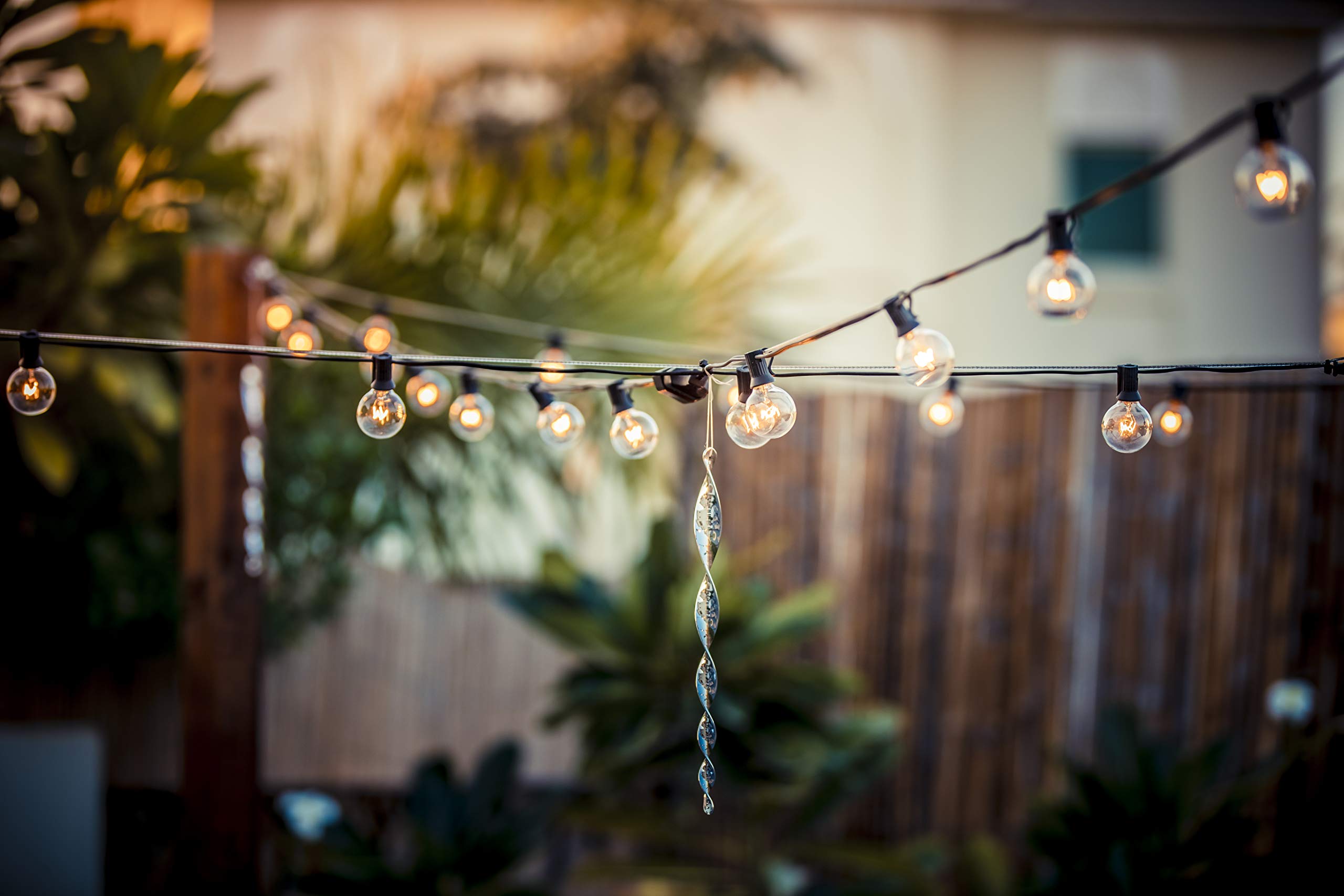 LEDPAX Technology 100Ft G40 Outdoor String Lights with 100 Shatterproof LED Clear Globe Bulbs for Patio, Garden, Backyard, Deck, Foot, Black