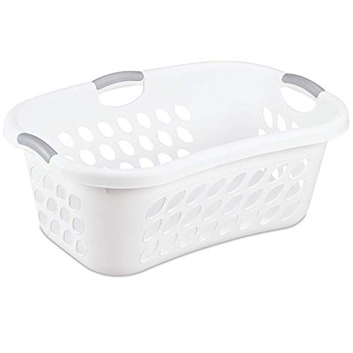 Sterilite 44 Liter Ultra Hip Hold Laundry Hamper, Egronomic Handles to Easily Transport Clothes to and from the Laundry Room, White, 12-Pack