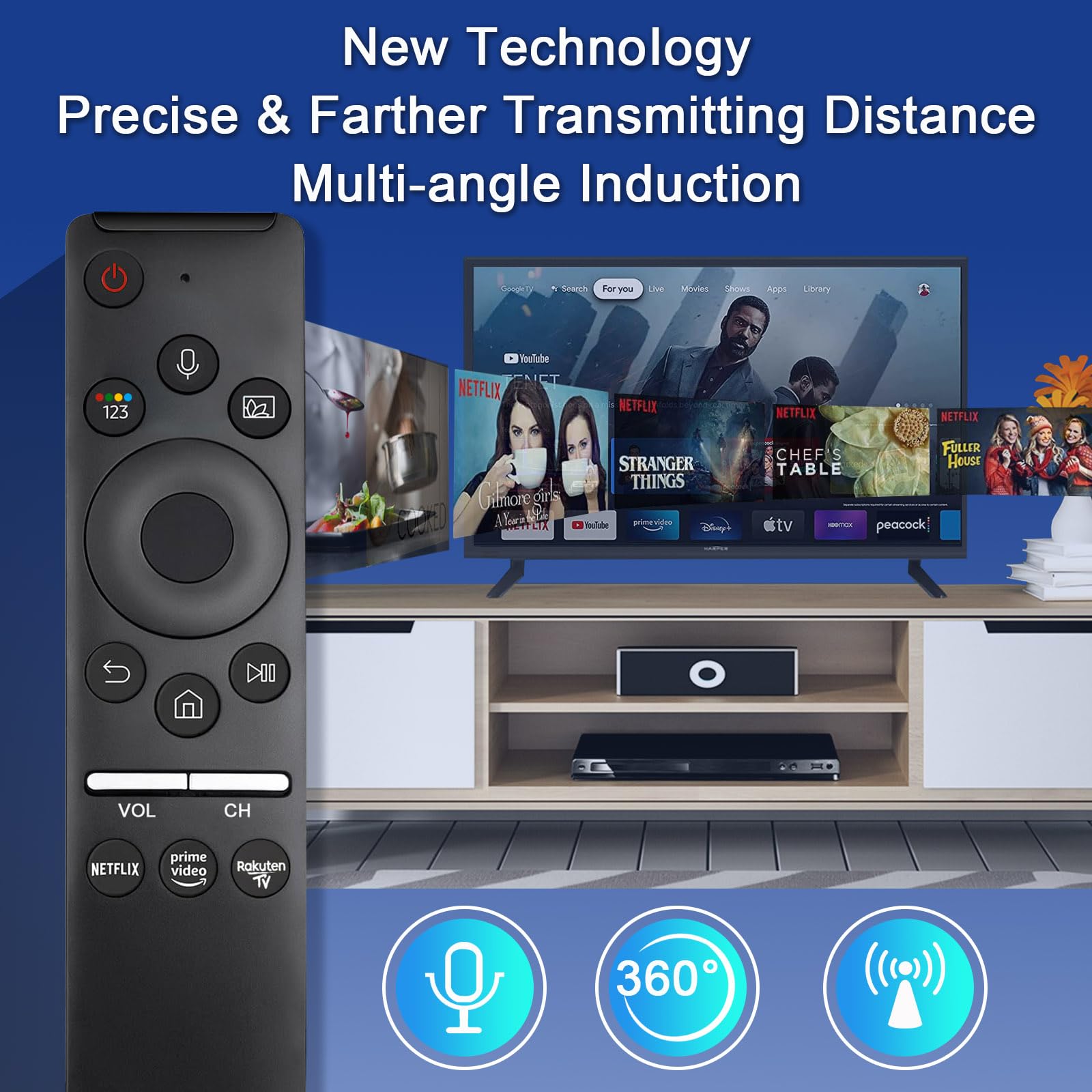 LAZTZQ Voice Remote Compatible for Samsung Smart TV QLED UHD Frame Curved Solar,with Netflix, Prime Video Button