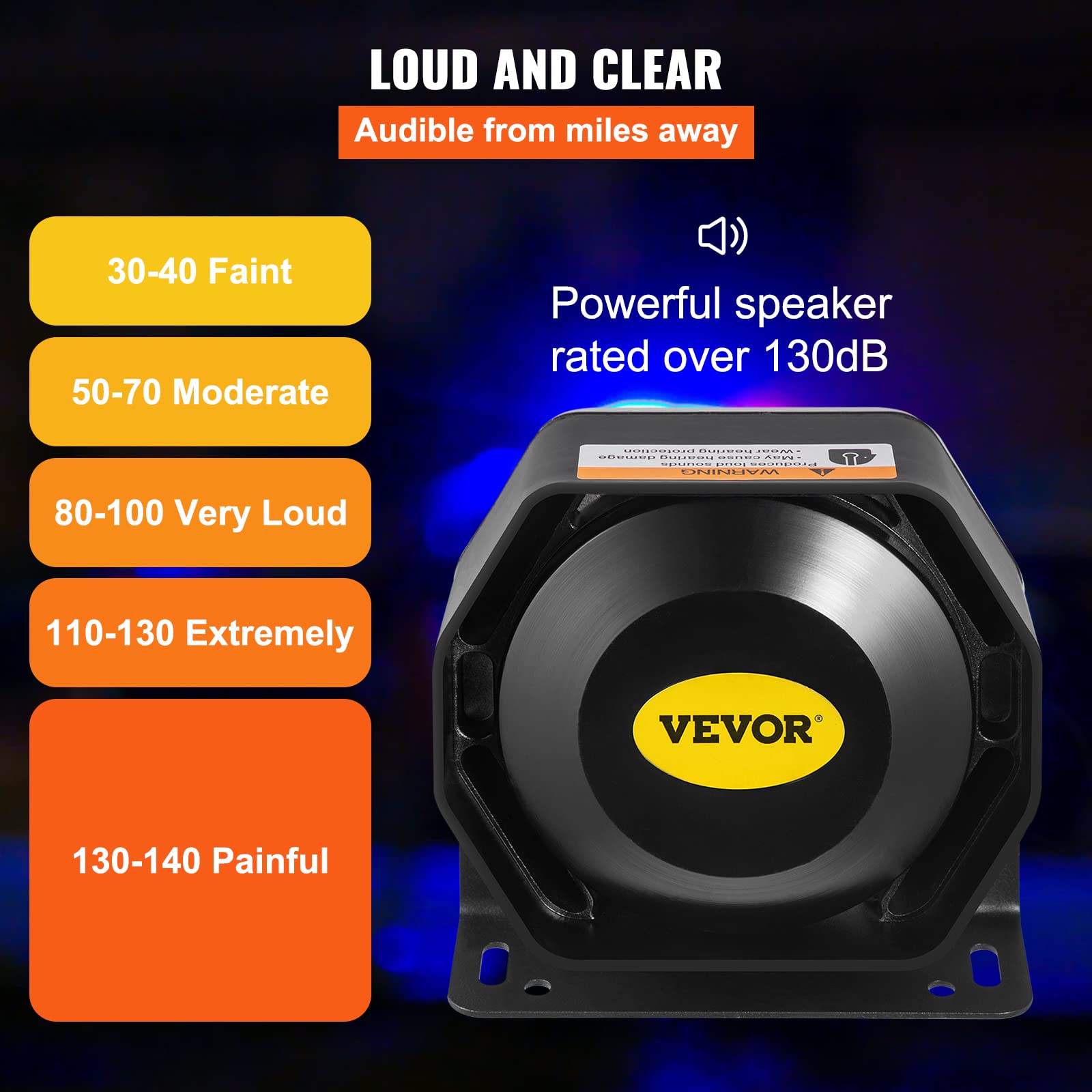 VEVOR Police Fire Emergency Warning Alarm, 400W 8 2 Horn, Black