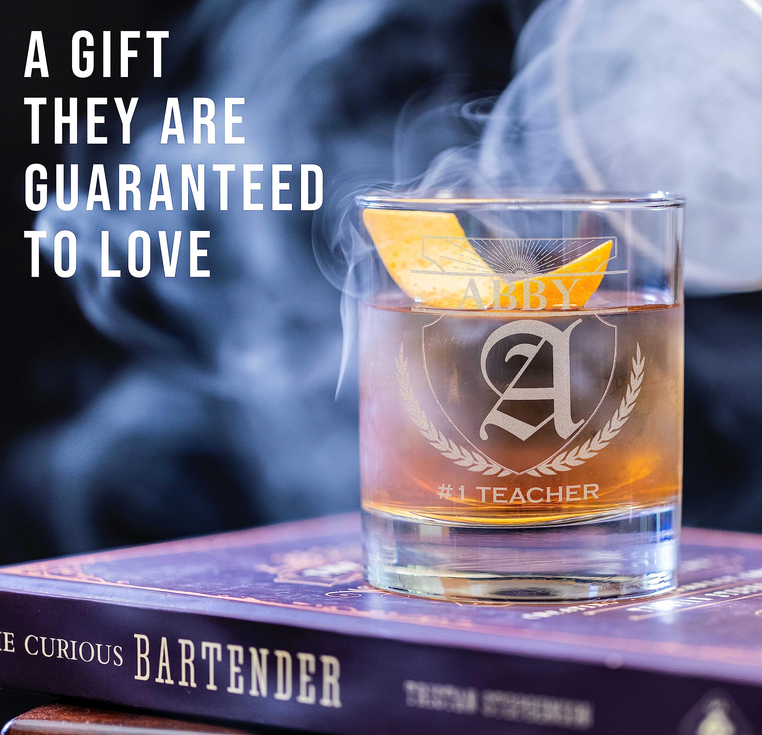 Personalized Etched 11oz Whiskey Glass - Custom Engraved Bourbon Customized Gifts for Men, Dad Scotch Drinking Birthday Glasses, Groomsmen Gifts, Liquor Cocktail Rocks Old Fashioned, Scott Monogram