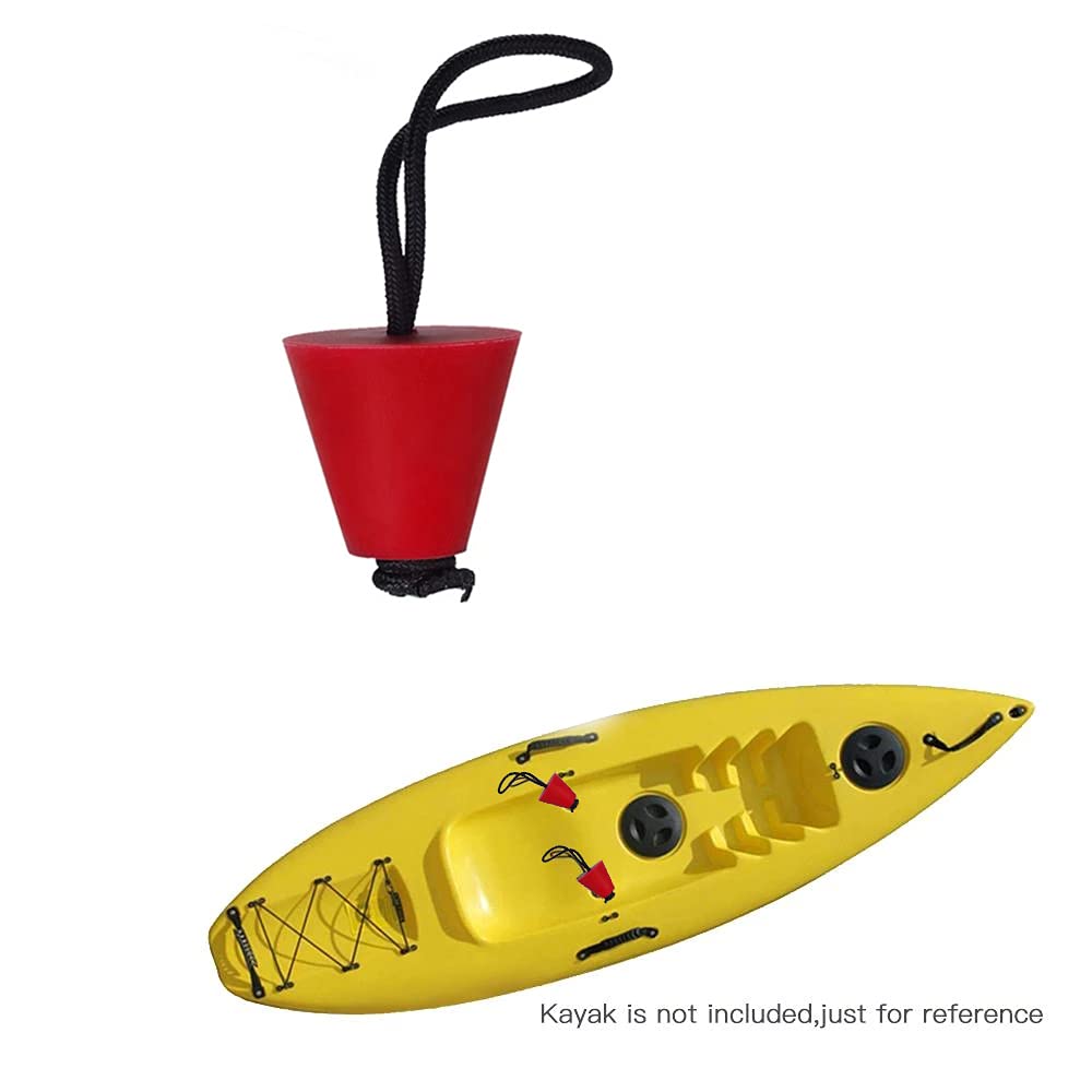 MEMOVAN 6pcs Universal Kayak Scupper Plug Kit, Rubber Scupper Plugs Canoe Boat Drain Holes Stopper Bung with Lanyard (Red)