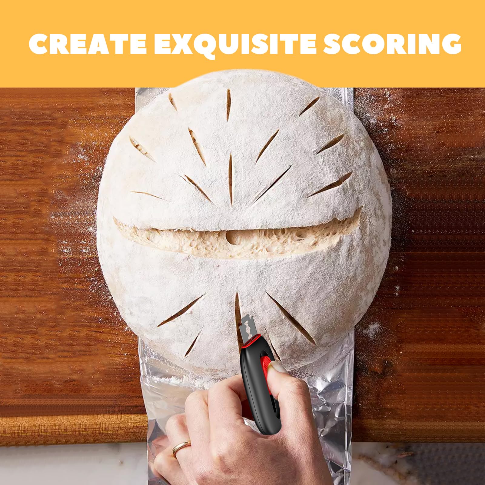 Winsing Bread Lame Sourdough Scoring Tool, Magnetic & Extractable Sourdough Baking Supplies Bread Scoring Knife, Bread Lame Dough Scoring Tool For Homemade Bread Making With 6 Razor Blades(Black)