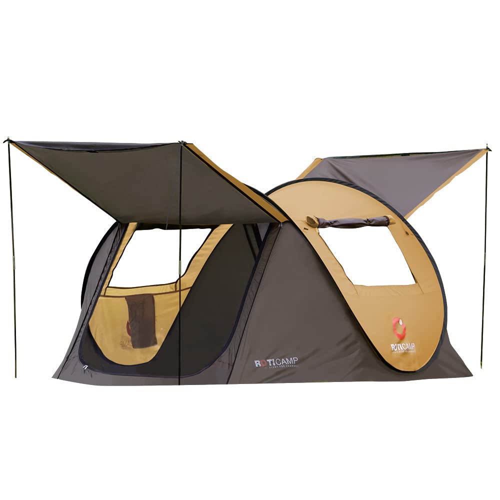 ROTICAMP Canopy Camping Tent Pop Up Tent 3-4 Person, Automatic Setup, Instant Tents for Camping, Hiking & Traveling, Olive Khaki