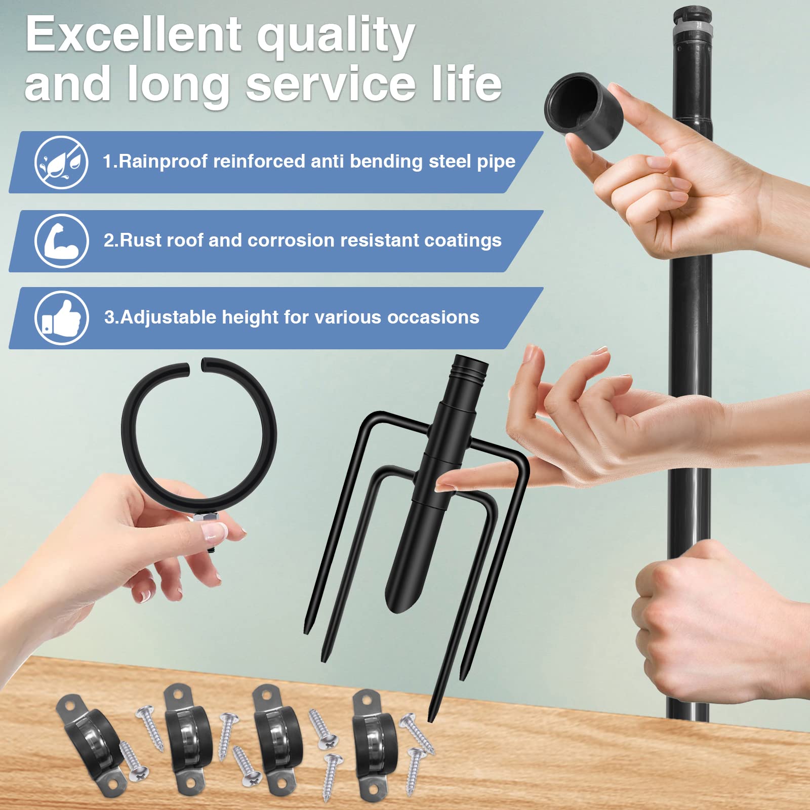 SEEYANG String Light Poles β 1 Pack 10 Ft Poles for Outdoor String Lights, Patio Light Poles for Outside, Light Poles for Outside String Lights Suit for Yard Patio Wedding Party