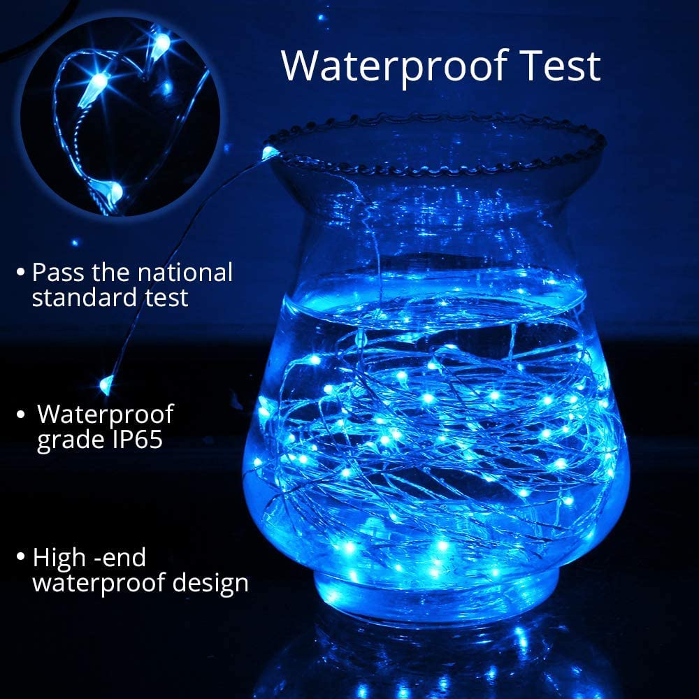Led Fairy Lights Battery Operated Mini Battery Powered Silver Wire Starry Fairy Lights for Bedroom, Christmas, Parties, Wedding, Centerpiece, Decoration (Blue)