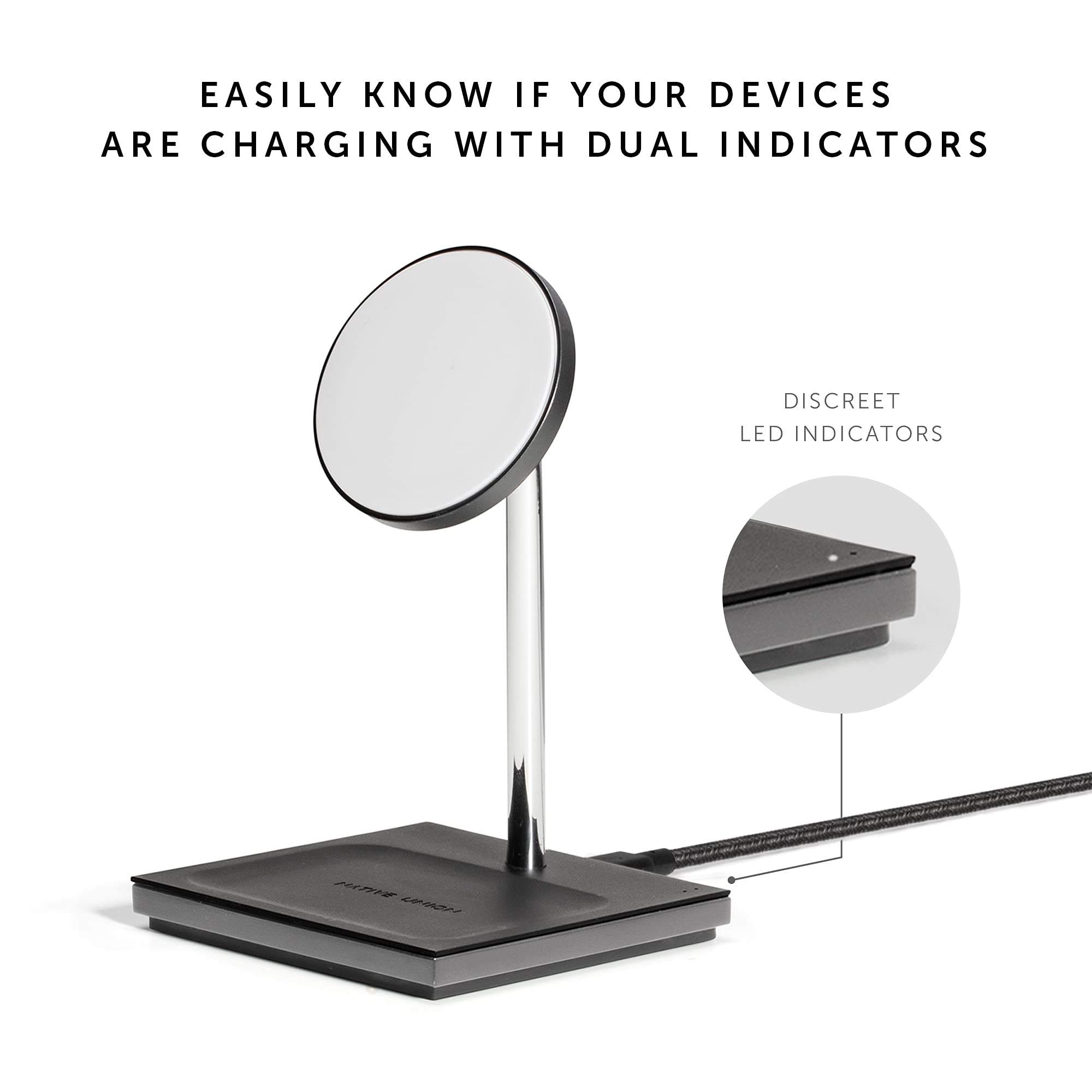 Native Union Snap 2-in-1 Magnetic Wireless Charger β Charging Stand for iPhone 15, 15 Plus, 15 Pro, 15 Pro Max with Wireless Pad for AirPods Gen 3, Pro 2 β Adjustable Angle & Discreet LED Indicators