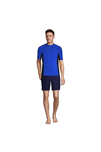 Lands' End Mens Short Sleeve Swim Tee Rash Guard Vibrant Blue Tall Large