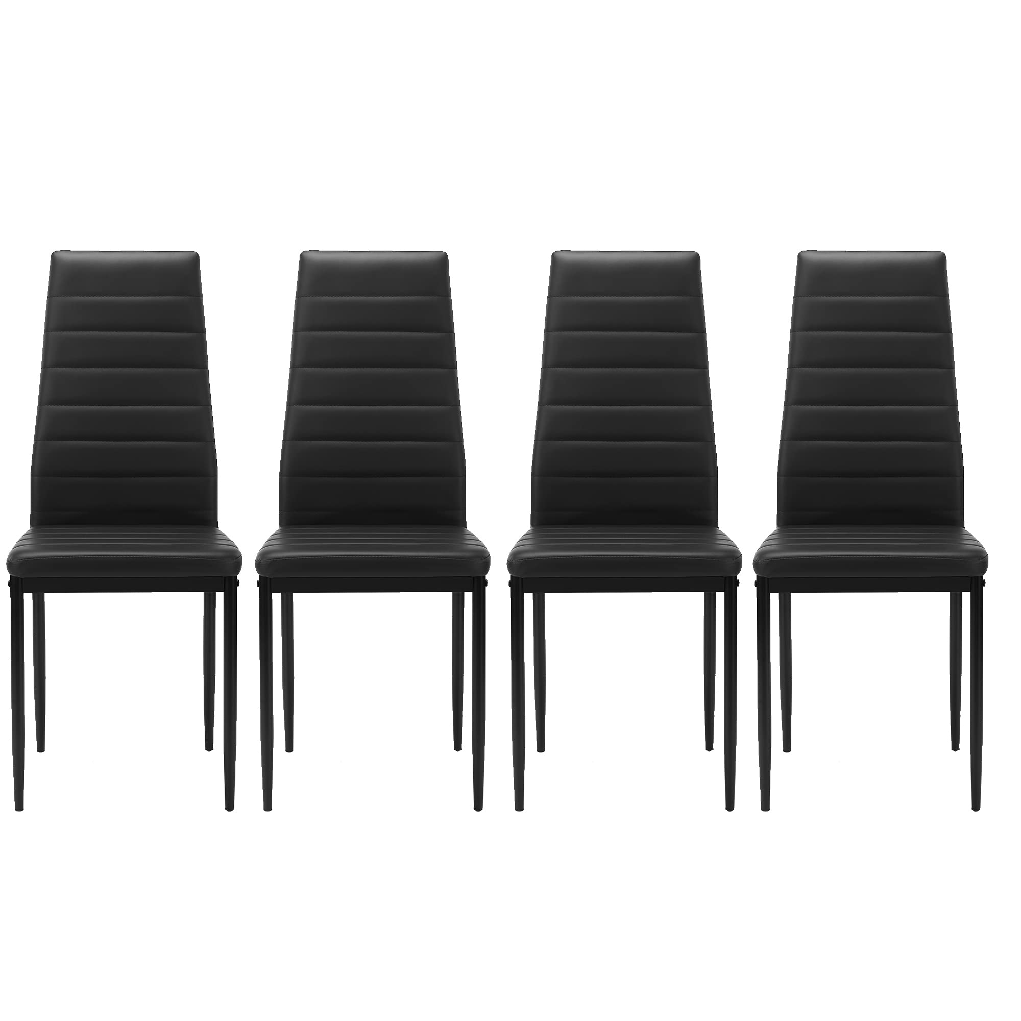 LIADTOP Set for 4, PU Leather Set of 4 Living, Modern Upholstered Side Chairs with Stable Metal Legs,for Dining Room, Kitchen, Restaurant,Black