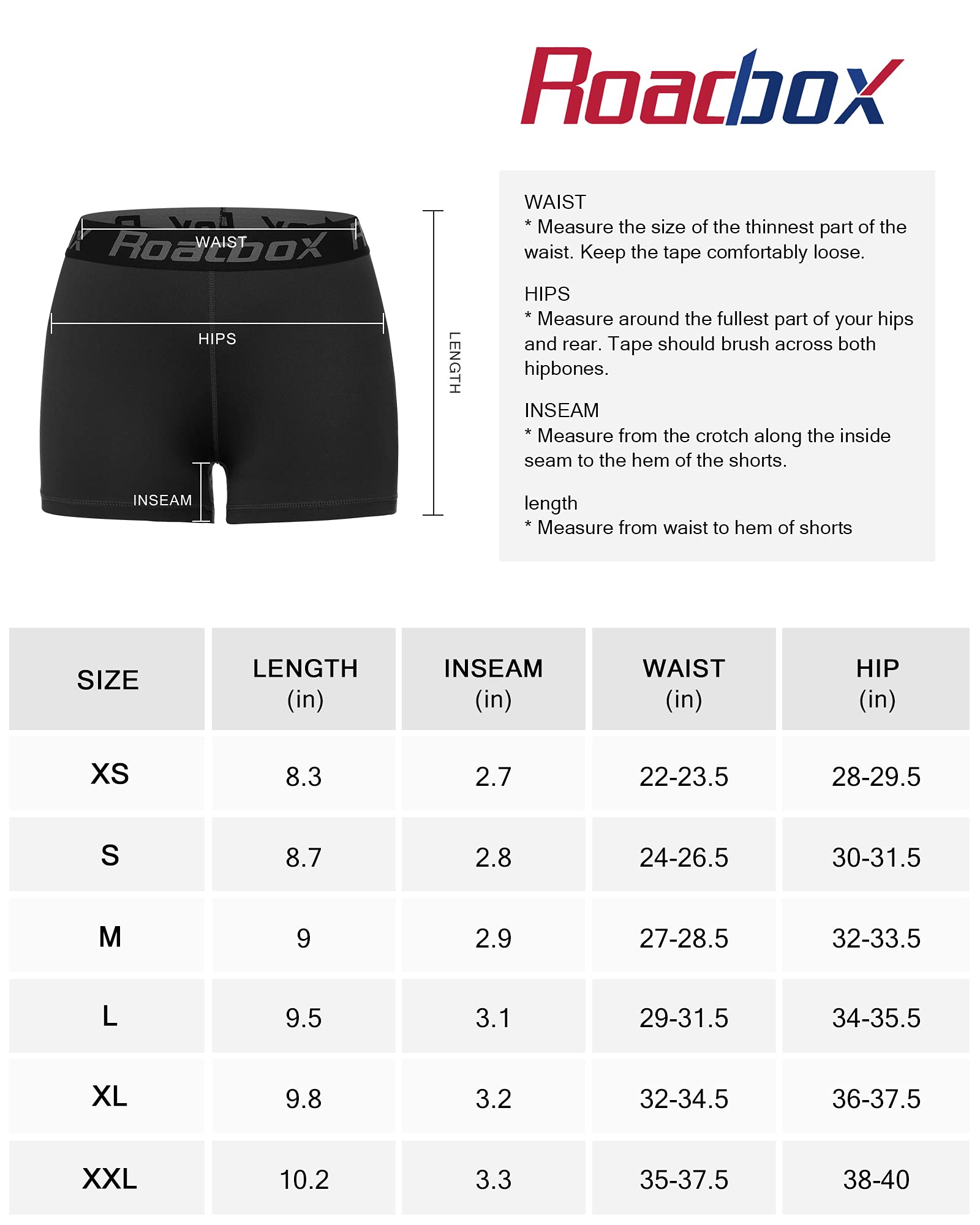 Roadbox 3" Spandex Compression Shorts - Breathable Athletic Performance Yoga Shorts for Outdoor Gym Exercise