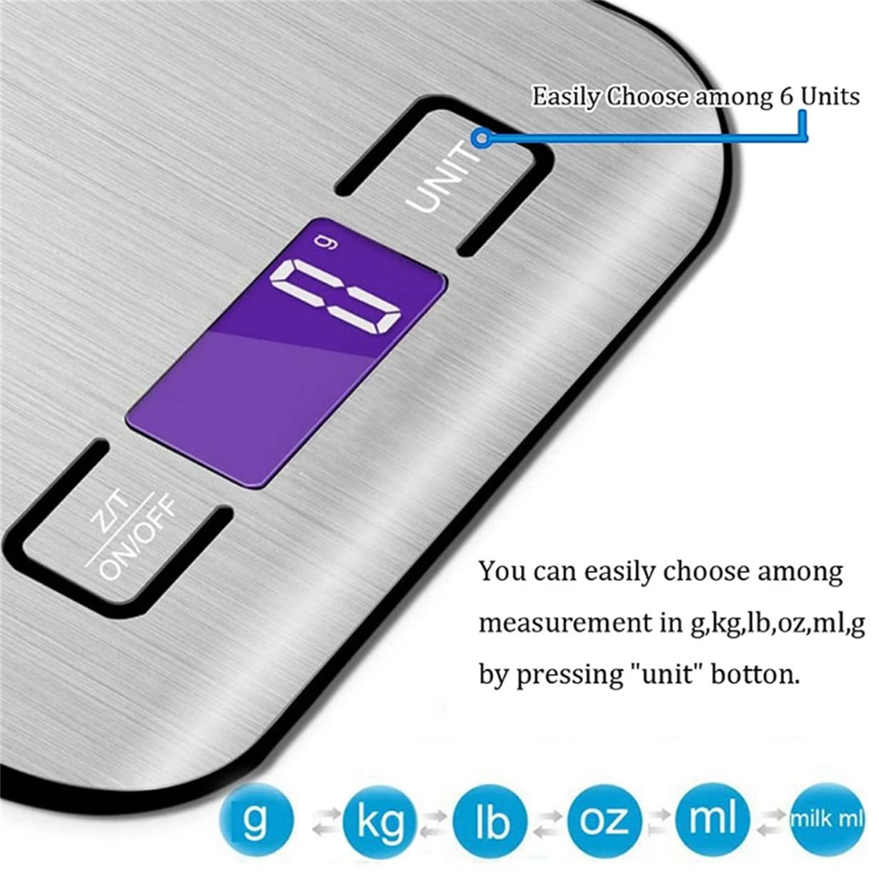 Kitchen Scale 10kg/1g Precision Electronic Food Scale for Cooking and Baking Measuring Tools Stainless Steel Balance LCD Display