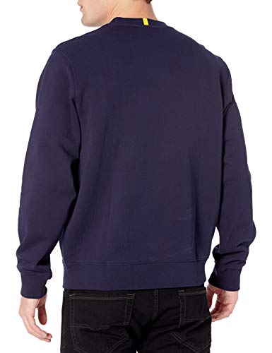 Lacoste Men's National Geographic Croc Fleece Crewneck Sweatshirt, Navy Blue/Zebra, S