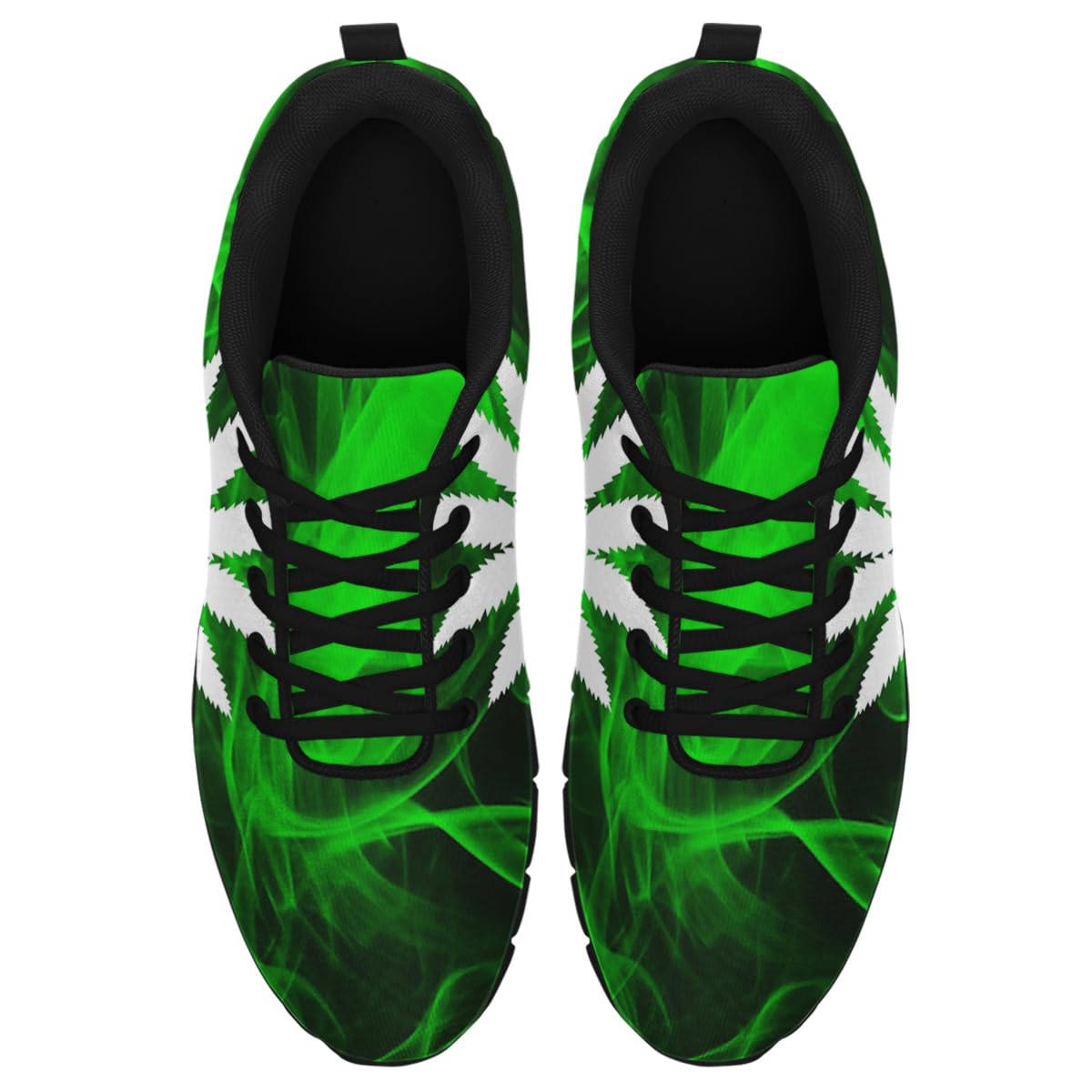 Marijuana Print Pot Leaf 420 Weed Lightweight Running Shoes Outdoor Fashion Sneaker for Men Women Black Size 10